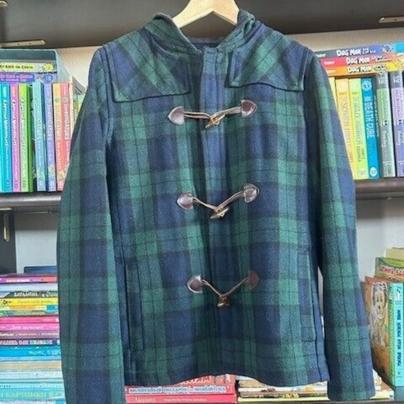 A.P.C. | Jackets & Coats | Apc Wool Duffle Coat Hooded Toggle Plaid ...